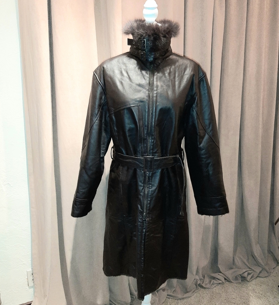 Charles Klein Leather Trench Coat - Gem